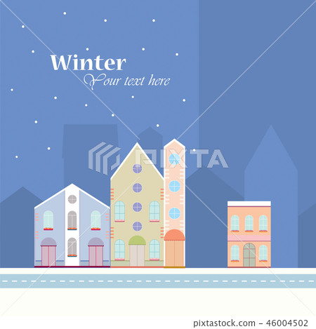 Winter background.House buildings in winter time - Stock Illustration ...