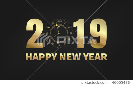 Happy New Year 2019. Typography label 2019 with... - Stock Illustration ...