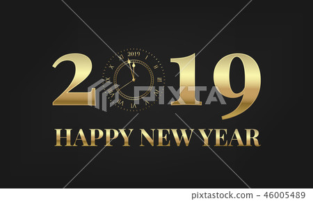 Happy New Year 2019. Typography label 2019 with... - Stock Illustration ...