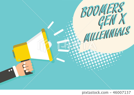 Word writing text Boomers Gen X Millennials - Stock Illustration ...
