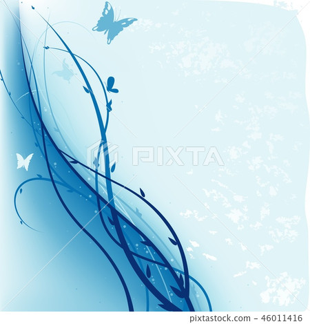 Butterflies by a Blue Vine Background - Stock Illustration [46011416 ...