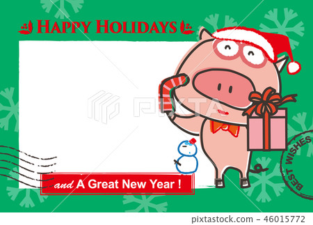 Greeting card pig with christmas gift /... - Stock Illustration ...