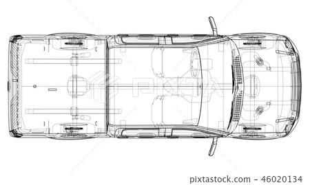 Car SUV drawing outline. 3d illustration - Stock Illustration [46020134 ...