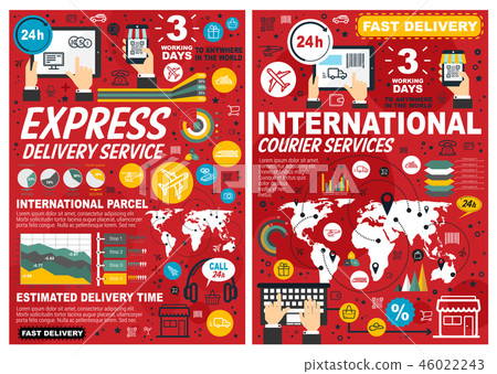 Delivery and international courier service posters - Stock Illustration ...