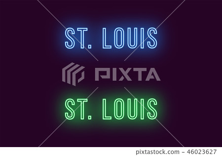 Neon name of St Louis city in USA. Vector text - Stock Illustration ...