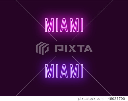 Neon name of Miami city in USA. Vector text - Stock Illustration ...