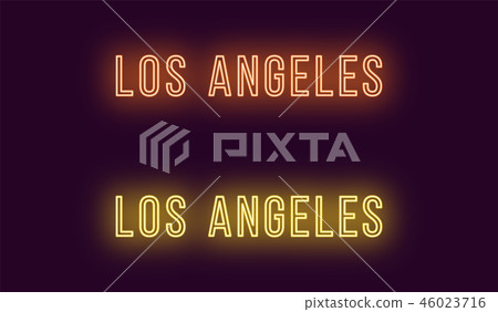 Neon name of Los Angeles city in USA. Vector text - Stock Illustration ...