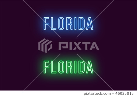 Neon name of Florida state in USA. Vector text - Stock Illustration ...
