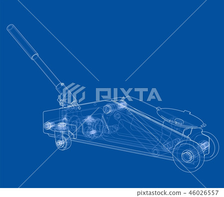 Hydraulic floor jack outline. 3d illustration - Stock Illustration ...