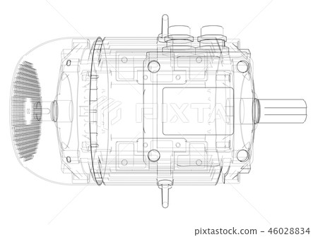 Electric motor outline. 3d illustration - Stock Illustration [46028834 ...