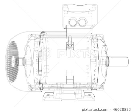 Electric motor outline. 3d illustration - Stock Illustration [46028853 ...