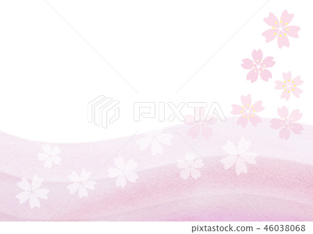 Sakura Wave Watercolor - Stock Illustration [46038068] - PIXTA