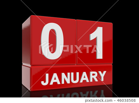 The date of 1 January in white letters - Stock Illustration [46038508 ...