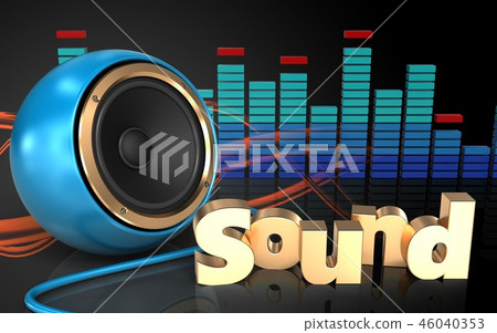 3d illustration of sound speaker with 'sound' sign - Stock Illustration ...