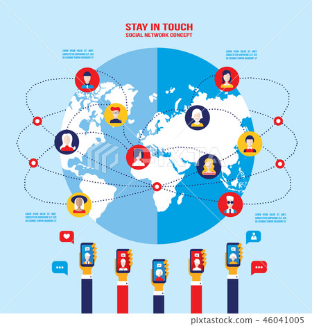 Social network Global communication concept - Stock Illustration ...