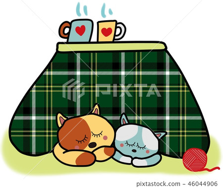 Sleeping with kotatsu (green) - Stock Illustration [46044906] - PIXTA