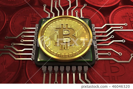 3d illustration of bitcoin with CPU - Stock Illustration [46046320] - PIXTA