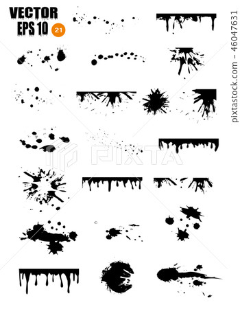A large set of black ink, ink smears, stains. - Stock Illustration ...