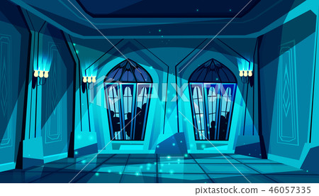 castle ballroom at night, gothic hall - Stock Illustration [46057335 ...