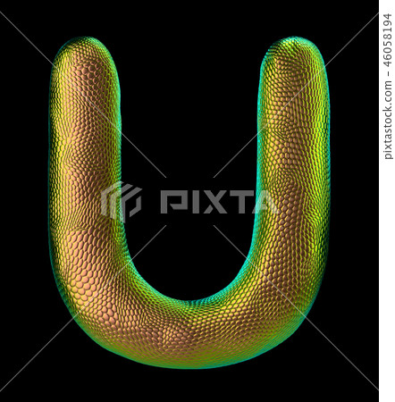 Letter U made of natural snake skin texture... - Stock Illustration ...