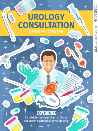 Urology health clinic poster with urologist doctor - Stock Illustration ...