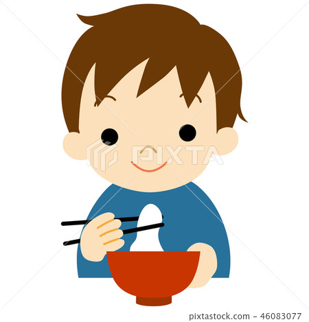 Boy eating chopsticks - Stock Illustration [46083077] - PIXTA