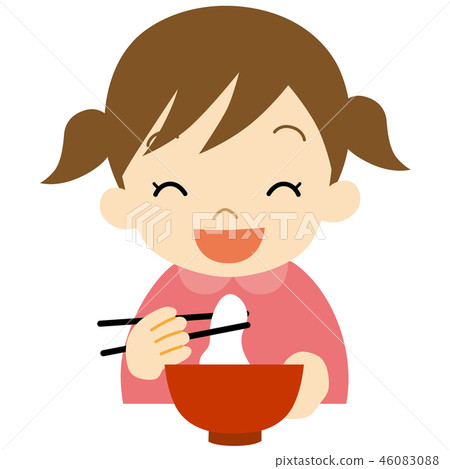 Girl eating chopsticks - Stock Illustration [46083088] - PIXTA