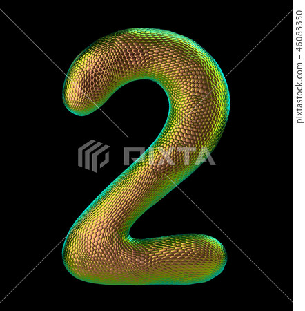 Number 2 two made of natural gold snake skin... - Stock Illustration ...