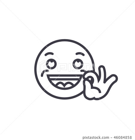 Looking Good Emoji concept line editable... - Stock Illustration ...