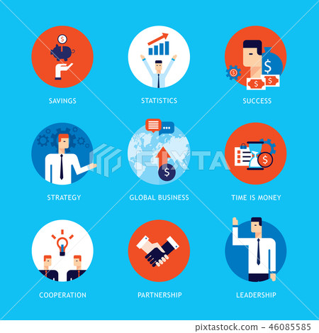 Successful business people Partnership icon set - Stock Illustration ...