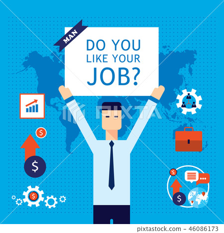 Businessman holding poster "Do you like your job" - Stock Illustration ...