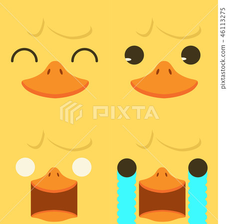 Cute yellow duck emotion face set - Stock Illustration [46113275] - PIXTA