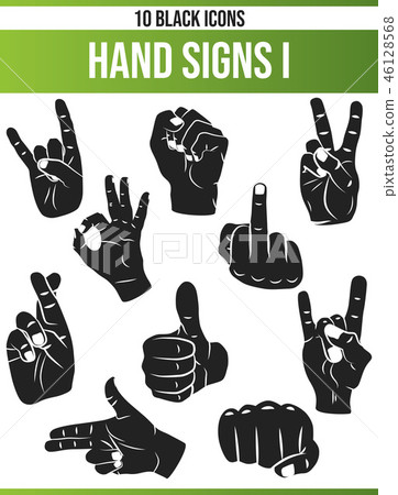 Black Icon Set Hand Signs I - Stock Illustration [46128568] - PIXTA
