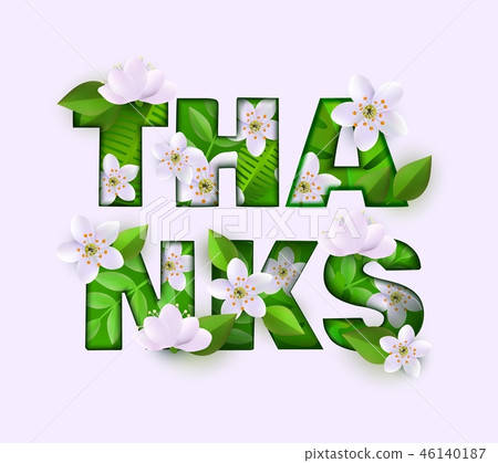 Vector illustration of Thanks text floral... - Stock Illustration ...