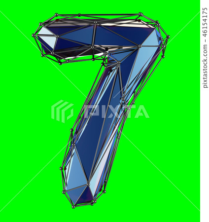 Number 7 seven in low poly style blue color... - Stock Illustration ...