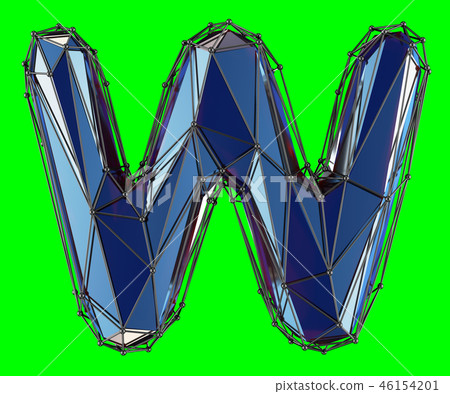 Capital latin letter W in low poly style blue... - Stock Illustration ...