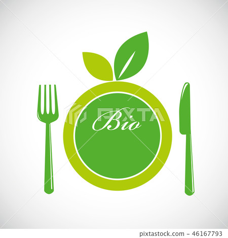 vegan or vegetarian menu green plate sign - Stock Illustration ...