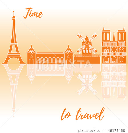 Famous buildings of Paris Symbols and landmarks. - Stock Illustration ...