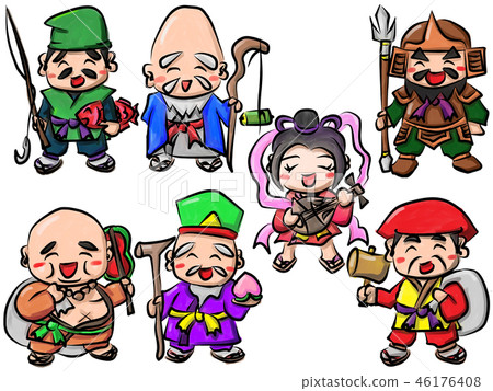 Seven Lucky God Set - Stock Illustration [46176408] - PIXTA