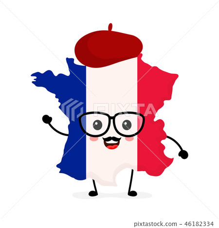 Cute funny smiling happy France map - Stock Illustration [46182334] - PIXTA