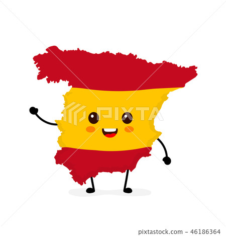 Cute funny smiling happy Spain map - Stock Illustration [46186364] - PIXTA
