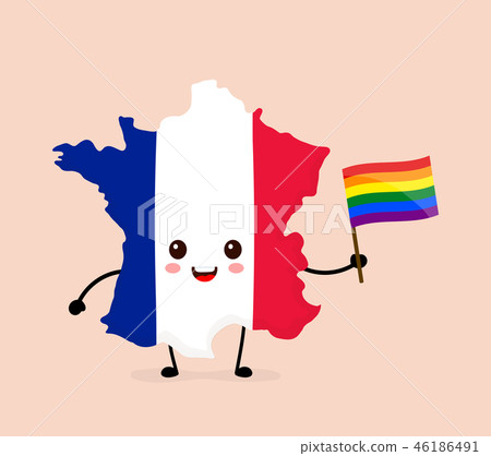 Cute funny smiling happy France map - Stock Illustration [46186491] - PIXTA