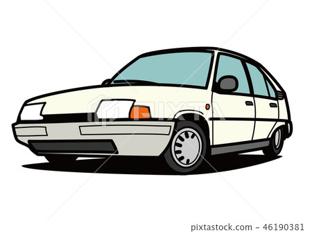 French sedan light yellow car illustration - Stock Illustration ...
