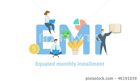 EMI, equated monthly installment. Concept with... - Stock Illustration ...