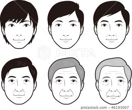 Men's faces in order of generation - Stock Illustration [46193007] - PIXTA