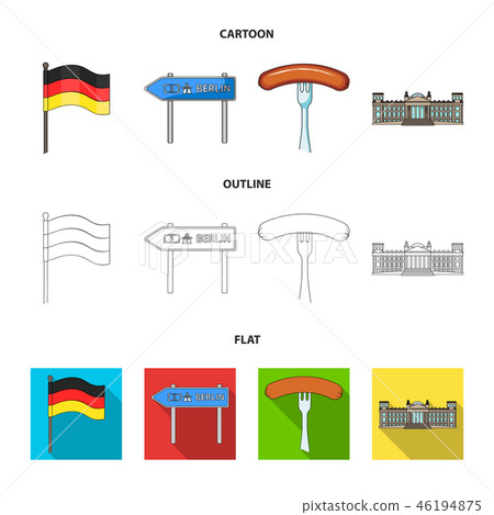 Country Germany cartoon,outline,flat icons in... - Stock Illustration ...