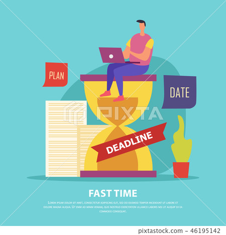 Fast Time Deadline Flat Illustration - Stock Illustration [46195142 ...