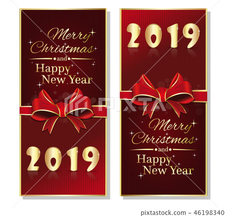 Red vertical banner set for New Year 2019 - Stock Illustration ...