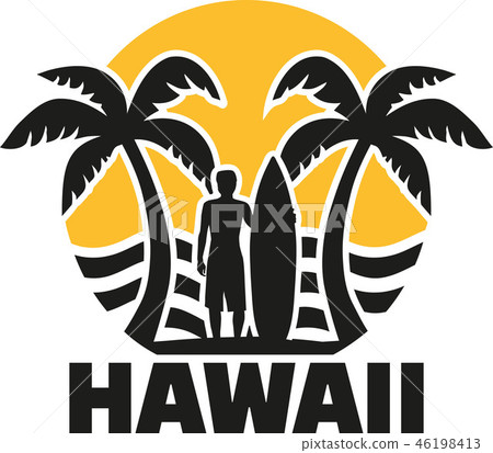 hawaii_surfing_set_2c.eps - Stock Illustration [46198413] - PIXTA