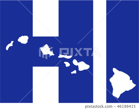 Hawaii state abbreviations HI with map-插圖素材 [46198415] - PIXTA圖庫